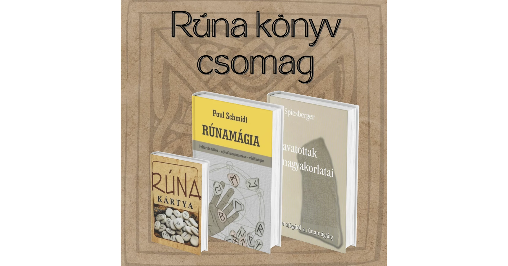 3 db-os Rúna könyv csomag: könyv + rúna kártyák